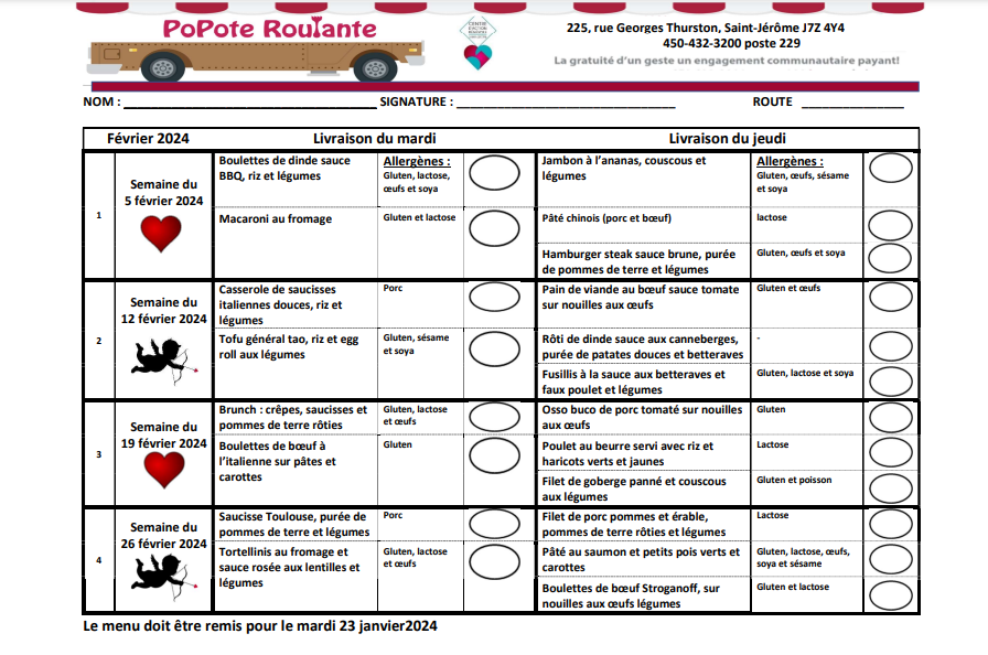 Popote roulante - Centre d'action bénévole Saint-Jérôme